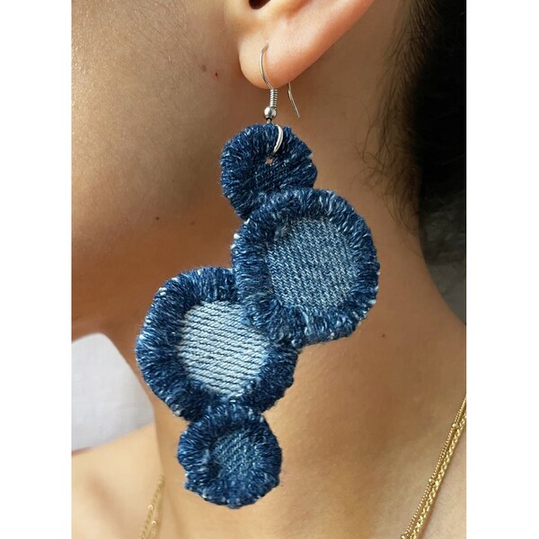 Denim Earrings - Etsy