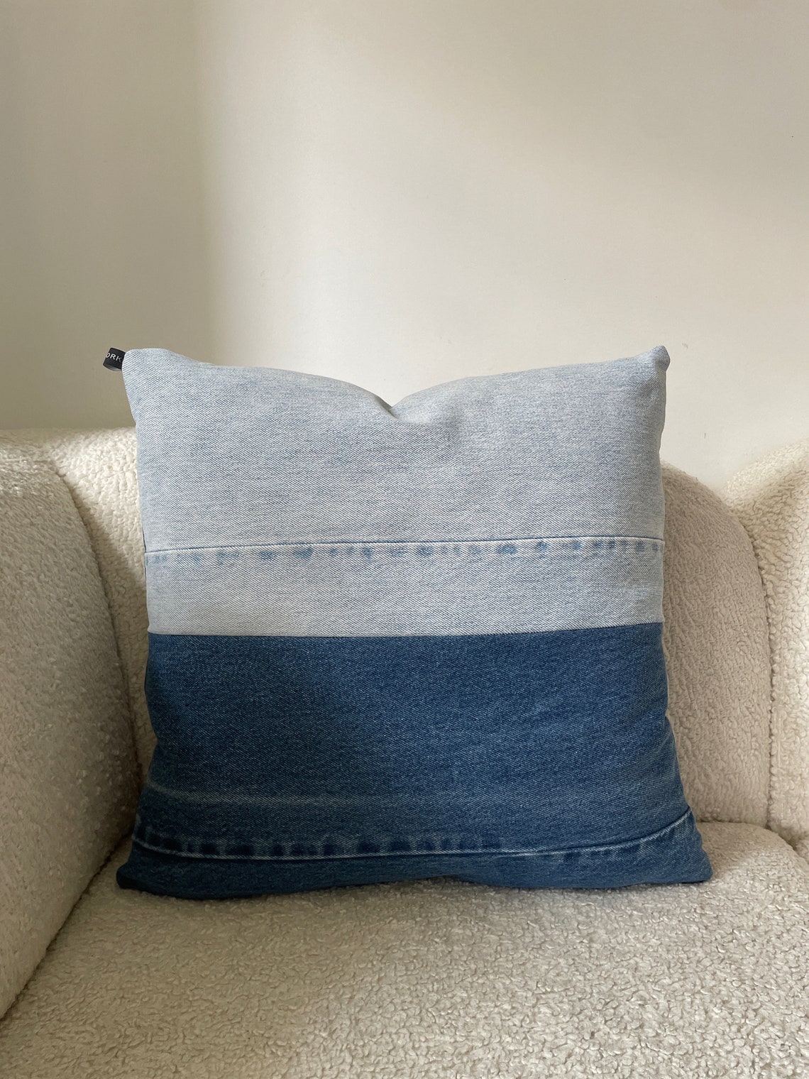 Denim Pillow Cover Recycled Denim Patchwork Denim - Etsy