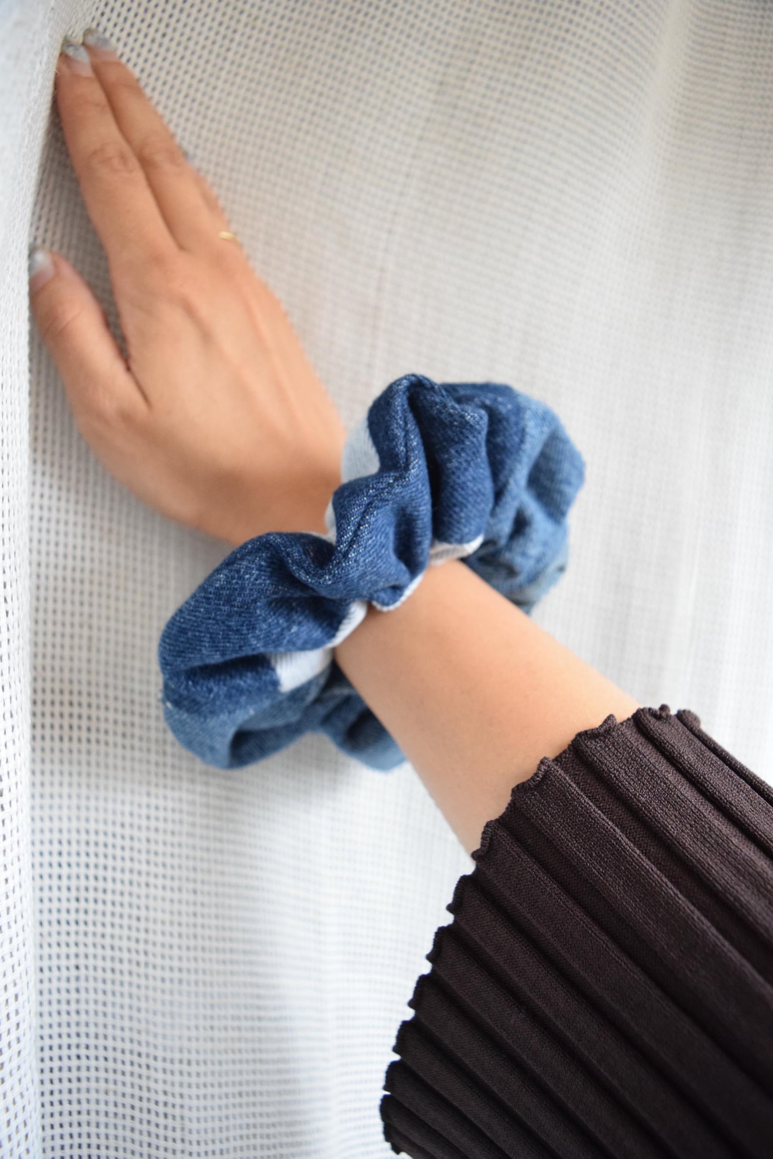 Denim Scrunchie, Patchwork Denim - Etsy
