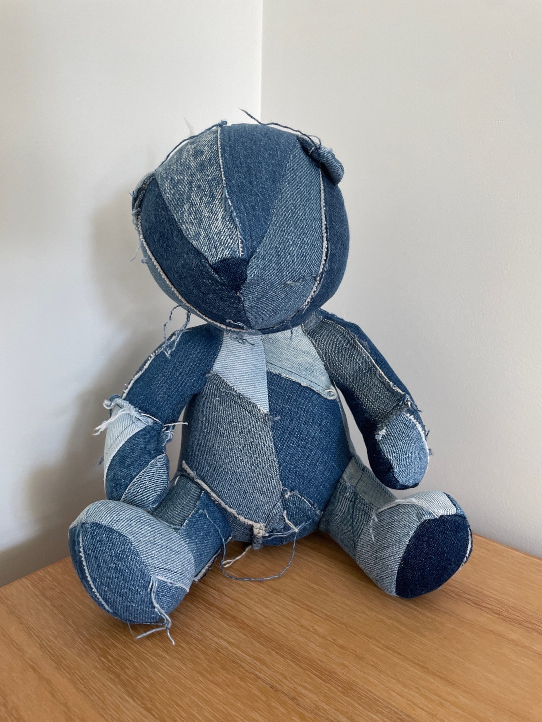 Denim Teddy Bear, Patchwork Teddy Bear, Unique Teddy Bear - Etsy
