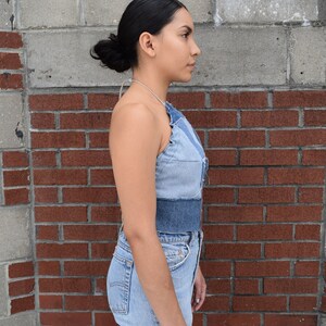 Denim Halter Top With Vinyl / PVC Reworked Denim Shirt Denim - Etsy