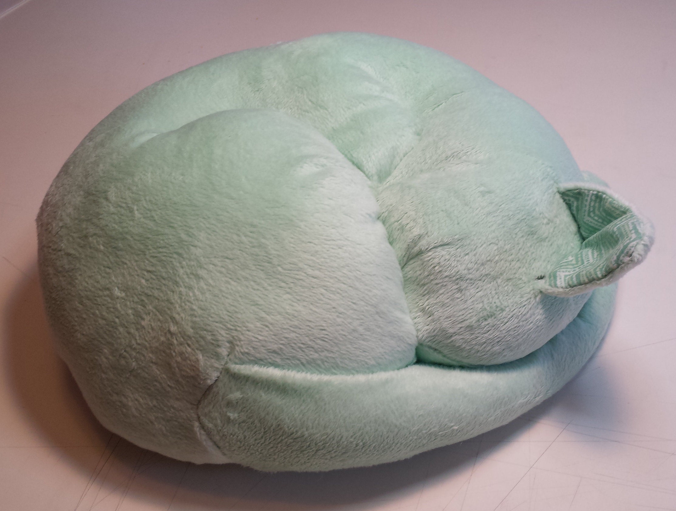 Midori, a Mint Green Stuffed Toy Cat Snuggled in a Circle. Collectible ...