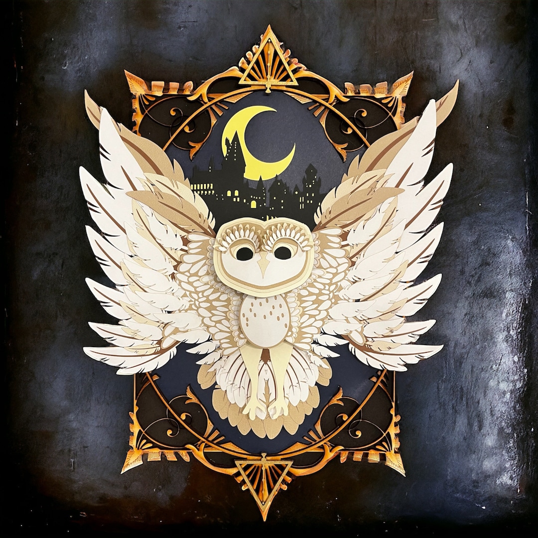 Acceptance Letter Owl Paper Craft With Castle Display Frame, Craft With ...