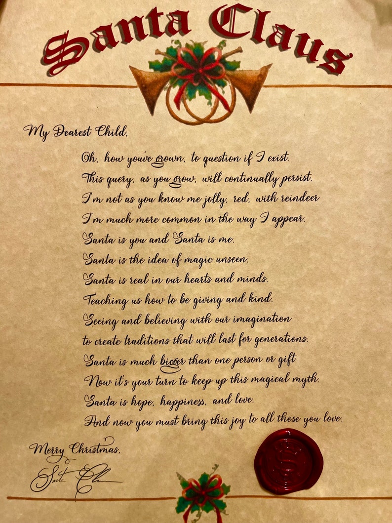 There is No Santa Letter | Letter From Santa the Year They Stop ...