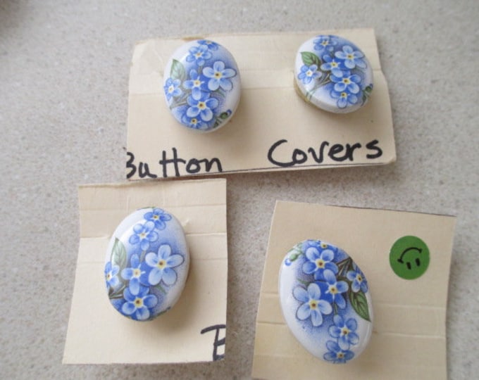 Porcelain Blue Flower Button Covers - Etsy