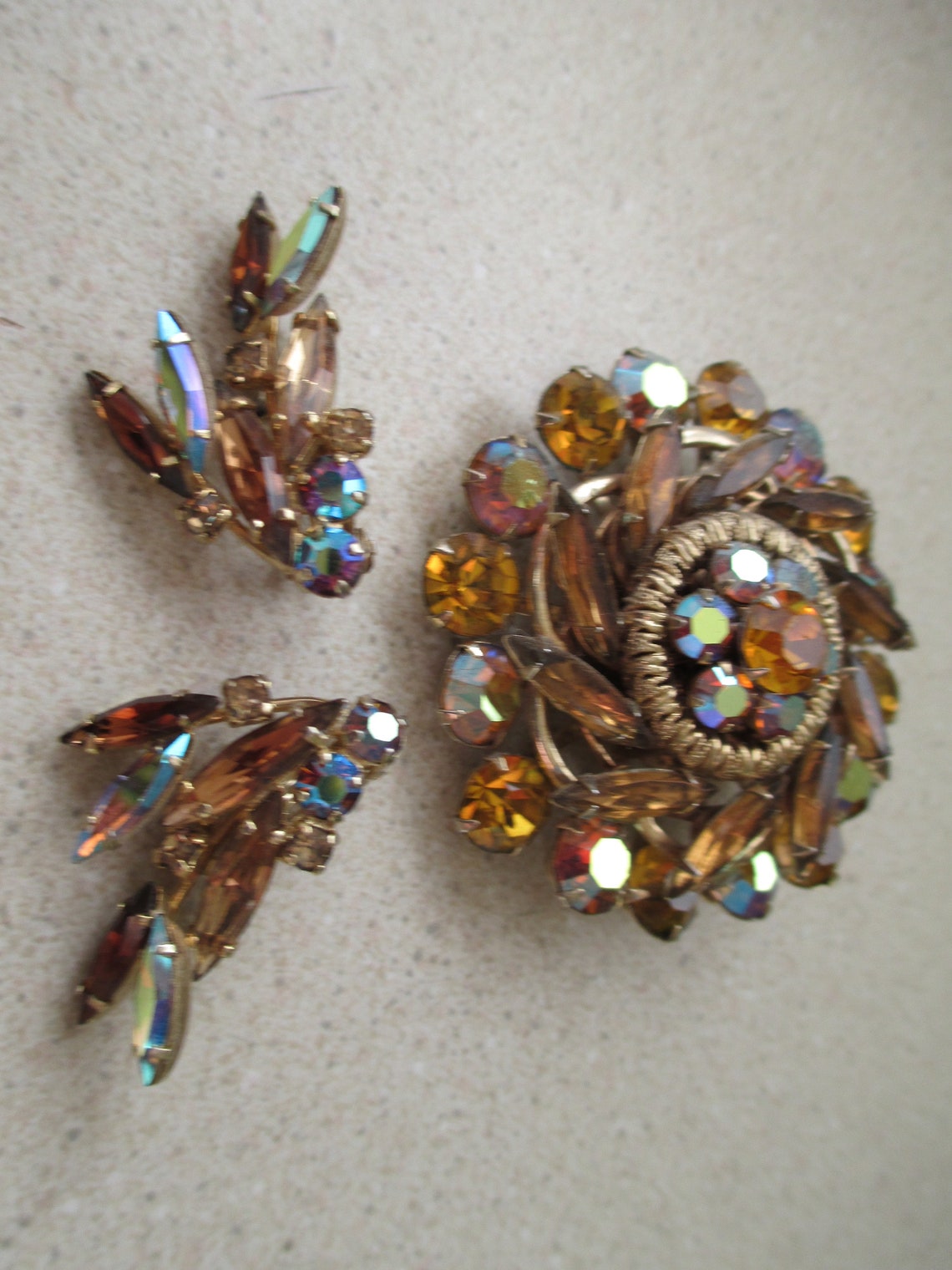 Sherman Signed Brooch and Clip on Earrings - Etsy