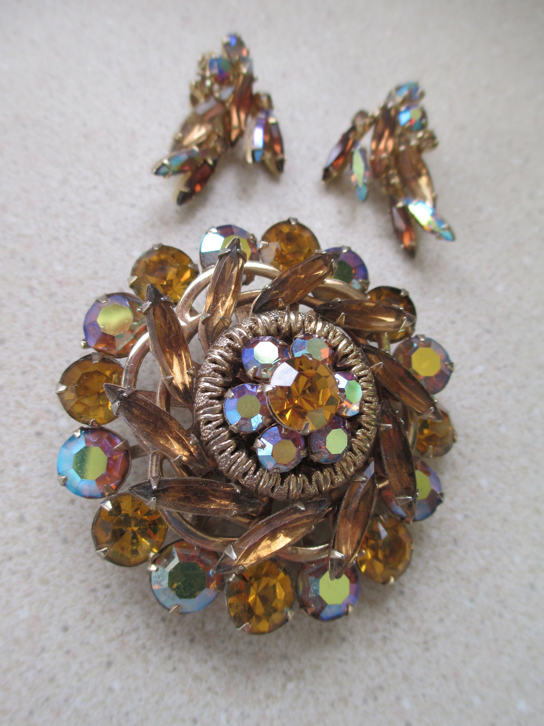 Sherman Signed Brooch and Clip on Earrings - Etsy