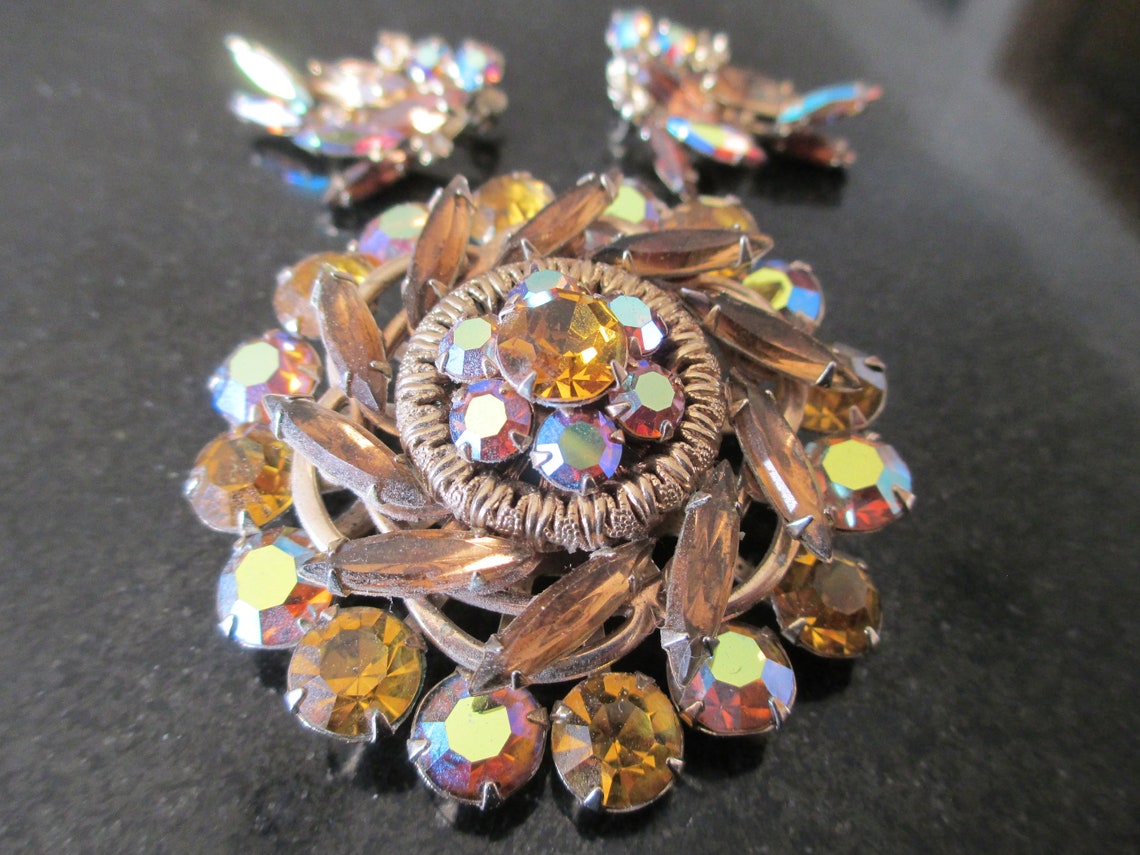 Sherman Signed Brooch and Clip on Earrings - Etsy