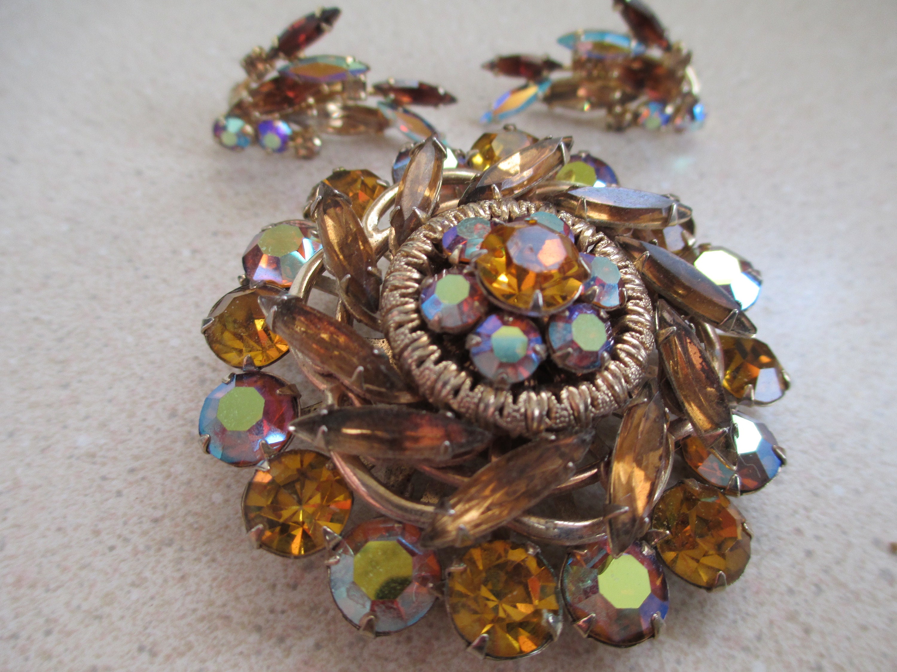 Sherman Signed Brooch and Clip on Earrings - Etsy