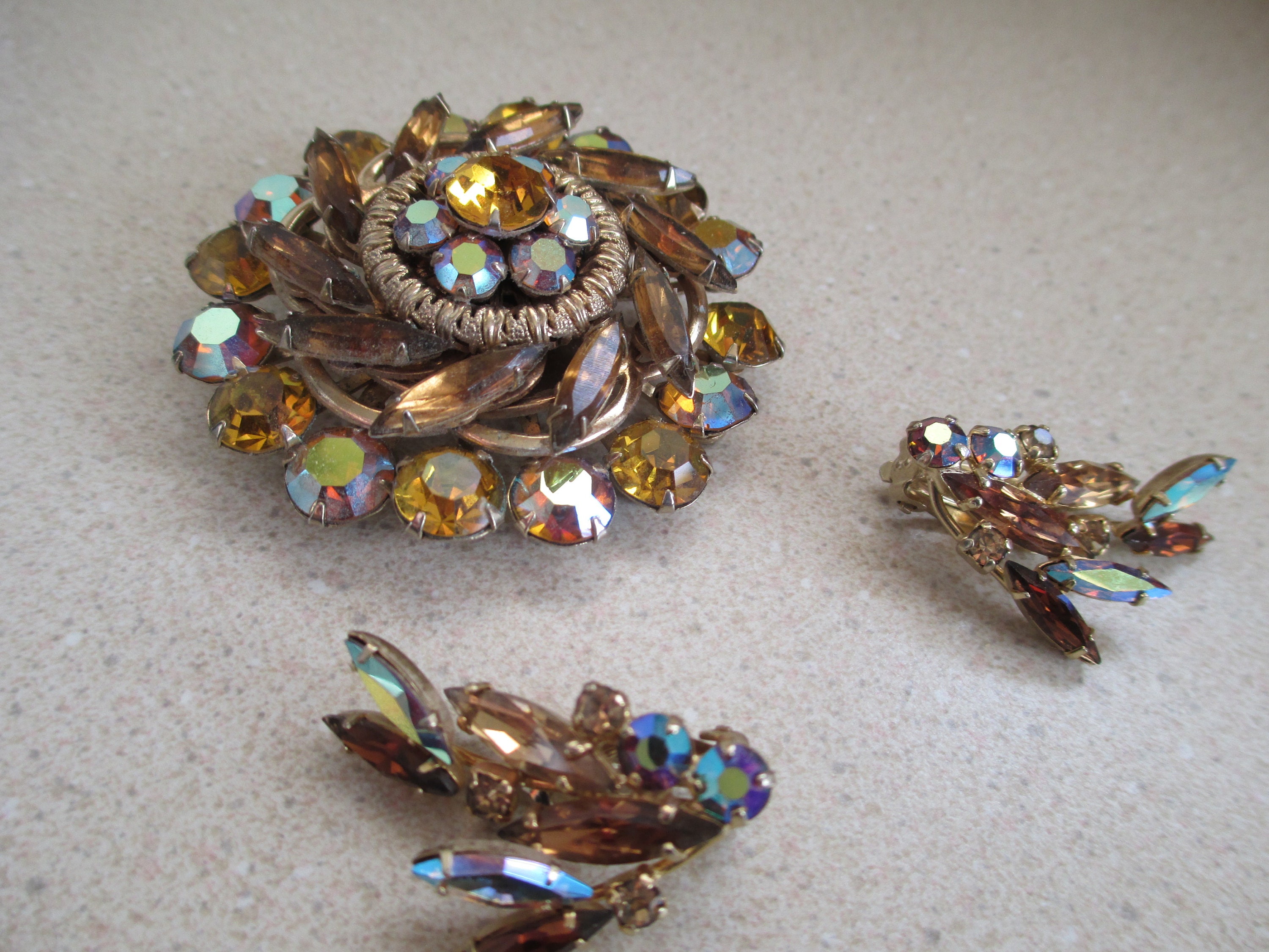Sherman Signed Brooch and Clip on Earrings - Etsy