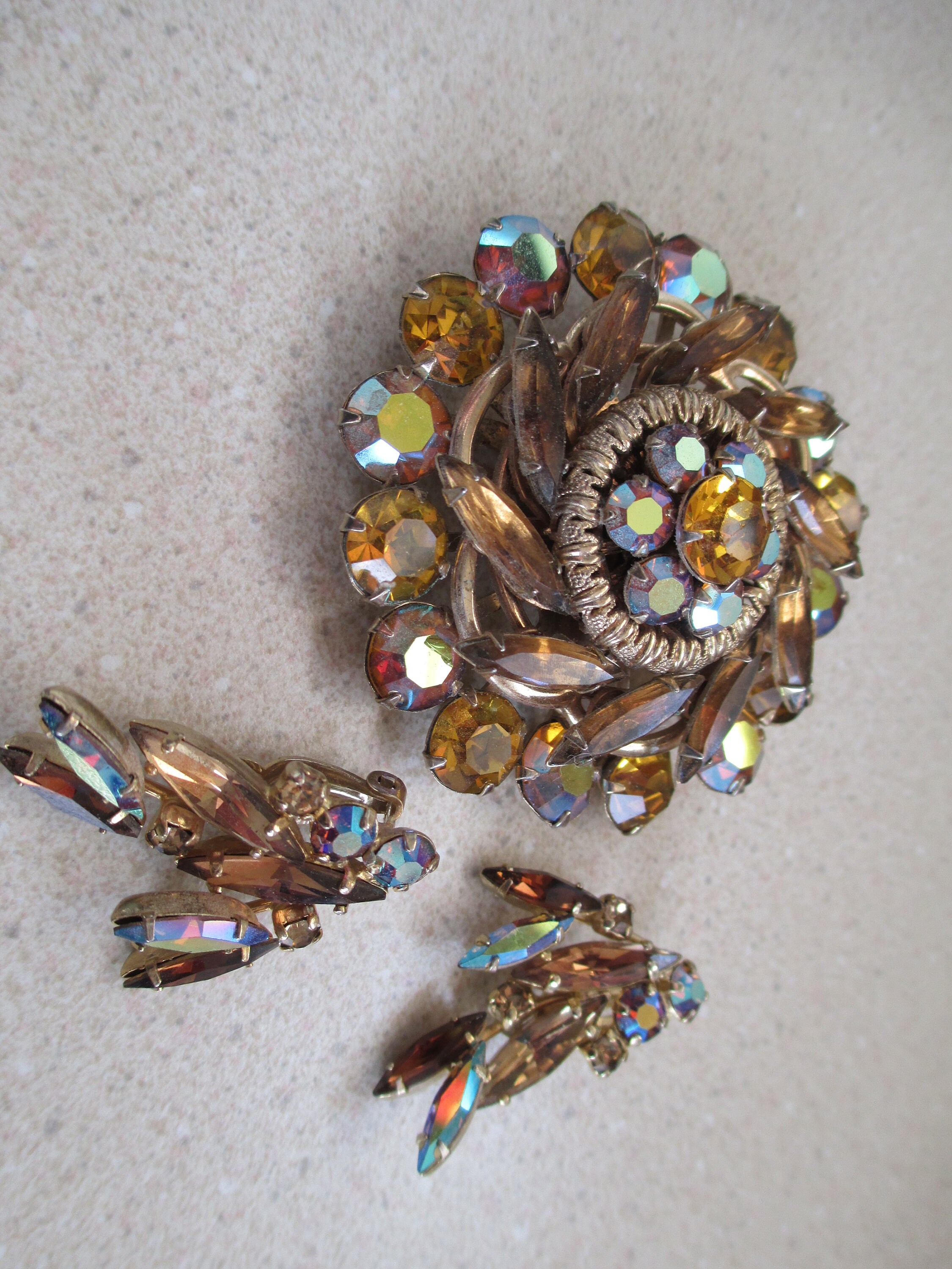 Sherman Signed Brooch and Clip on Earrings - Etsy