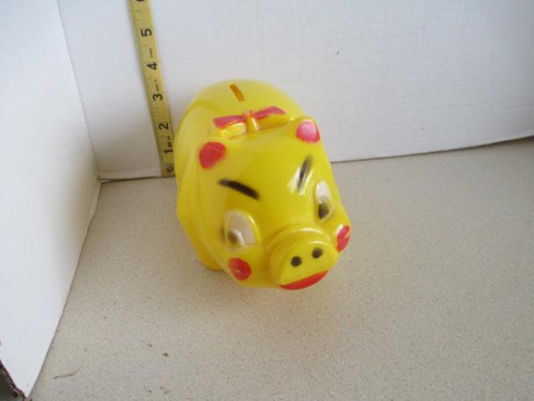 Vintage Carnival Prize Yellow Piggy Bank - Etsy