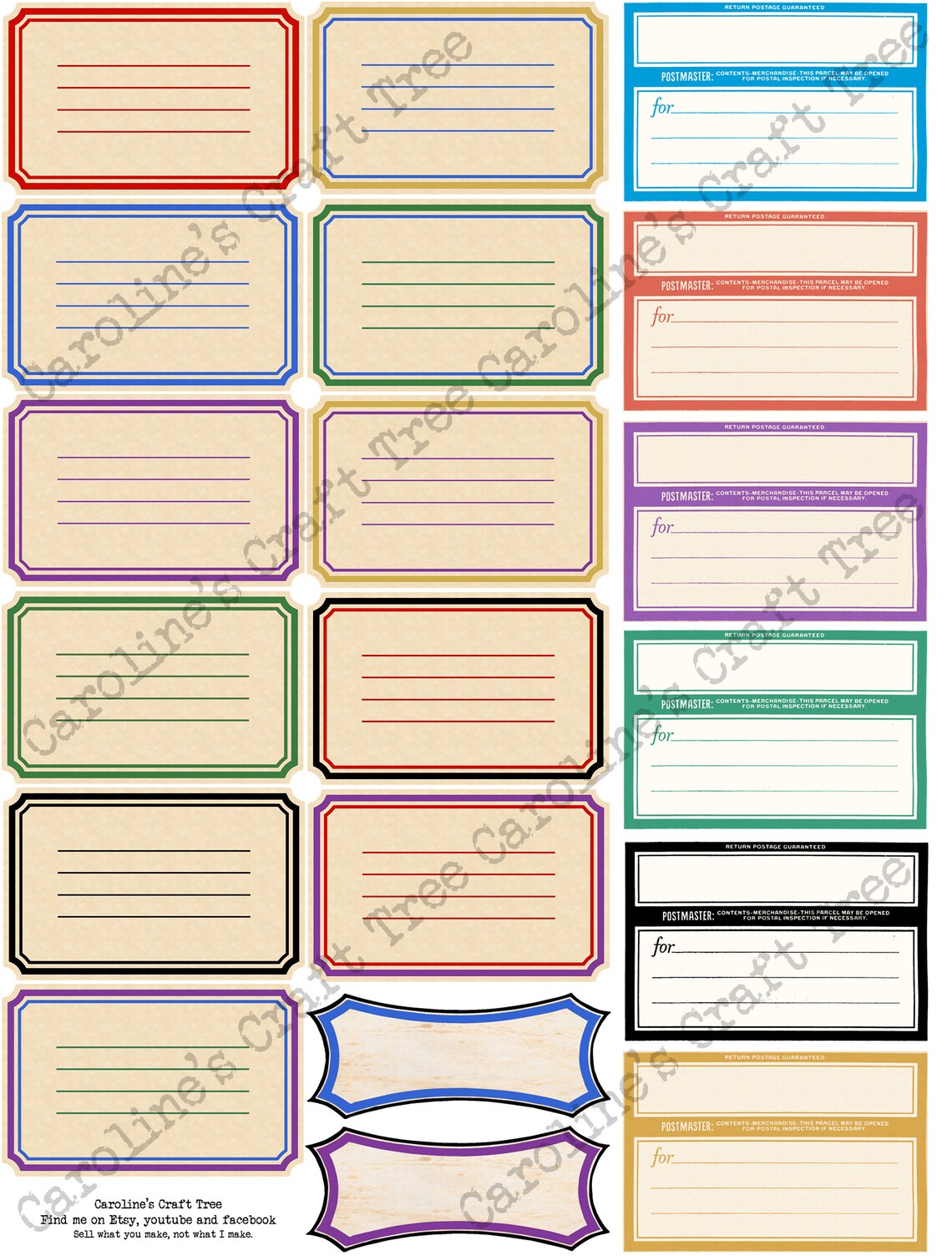 Labels Vintage Style Printable Instant Download Ephemera, Junk Journals ...