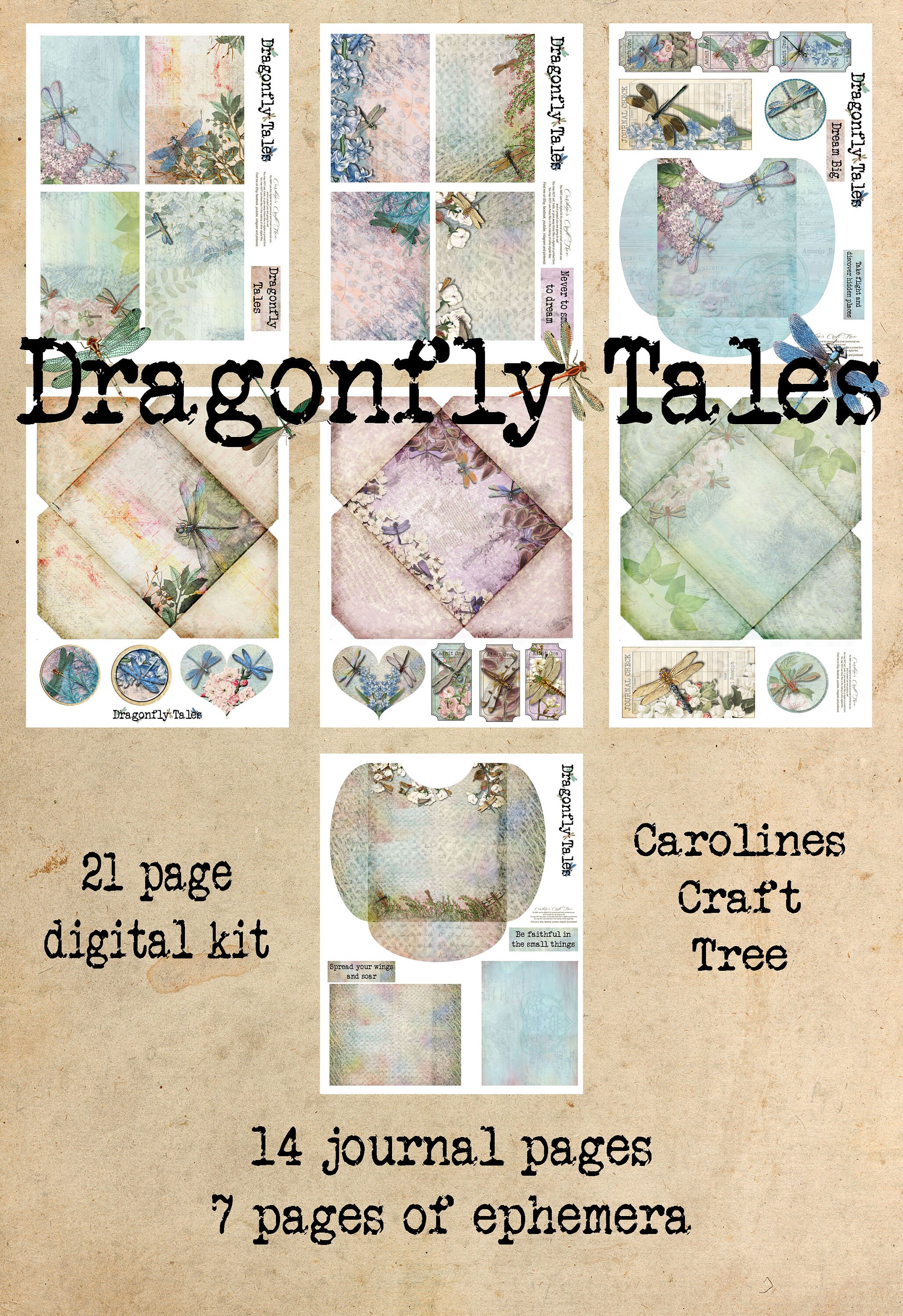 Dragonfly Digital Junk Journal Printable Kit Journaling Set - Etsy