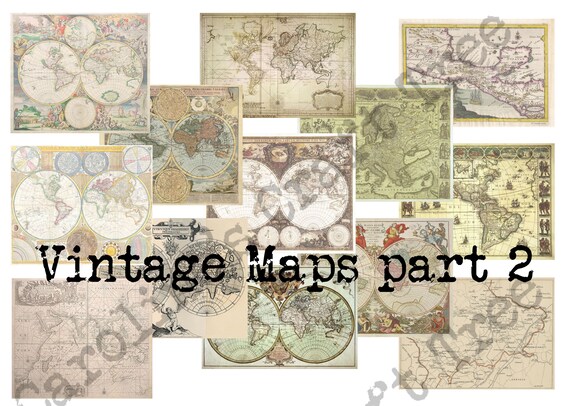 Junk Journal Digital Kit Vintage Maps Part 2 Printable Pages | Etsy