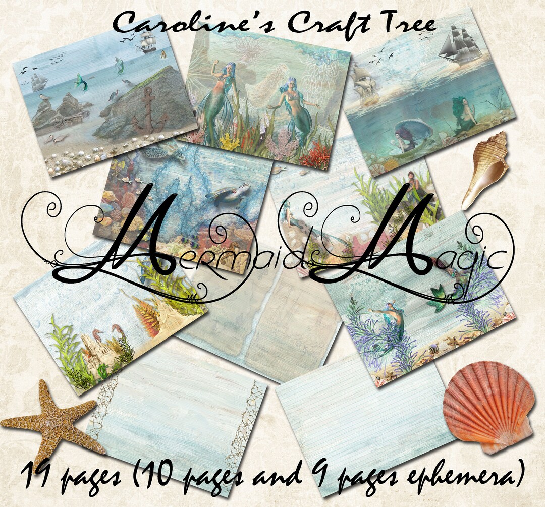 Mermaid Digital Journaling Kit Set, Instant Download, Ephemera, Junk ...
