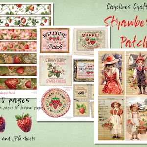 Strawberry Patch Digital Kit Journaling Set, Junk Journal, Instant ...