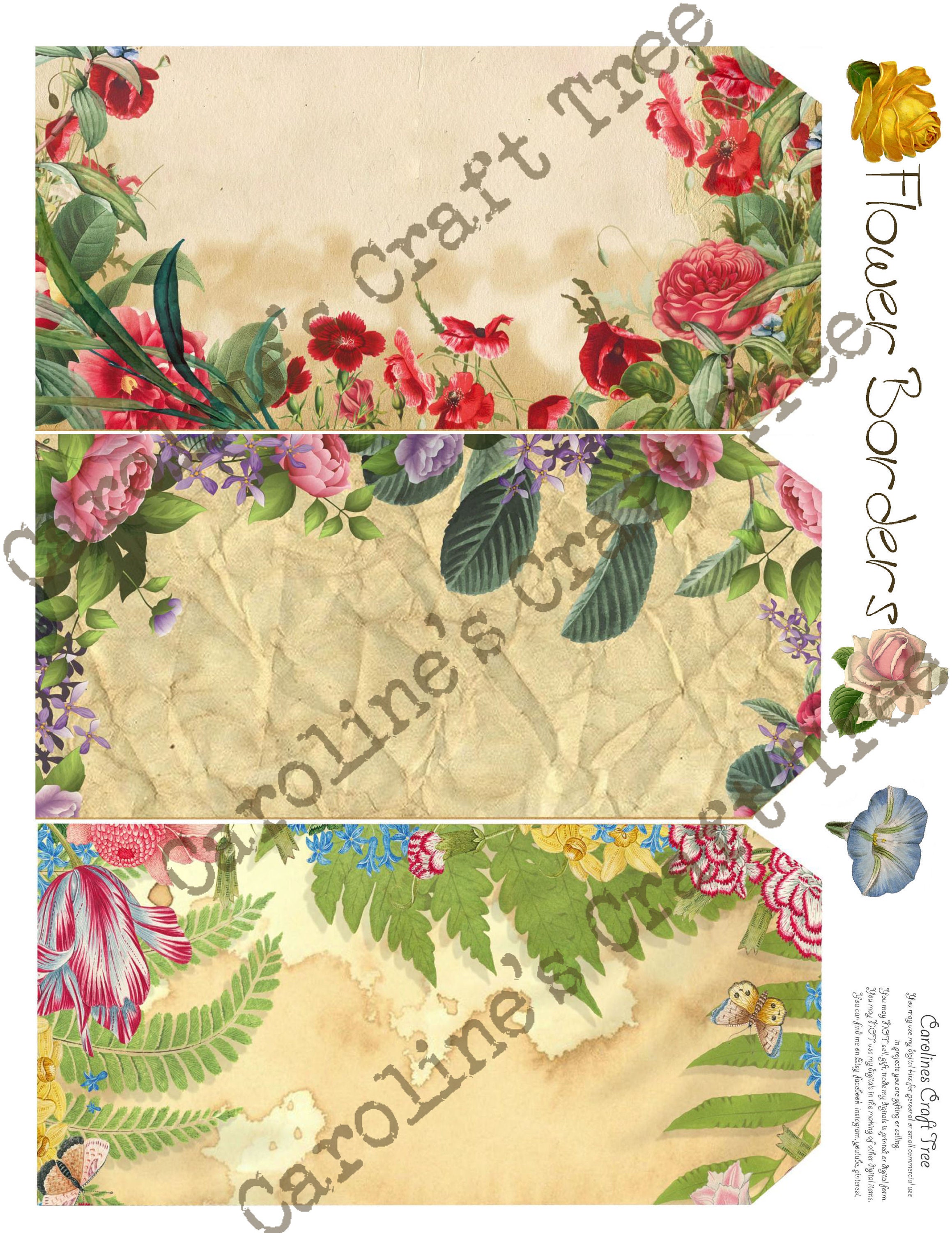 Flower Borders Digital Journaling Kit Set Instant Download - Etsy