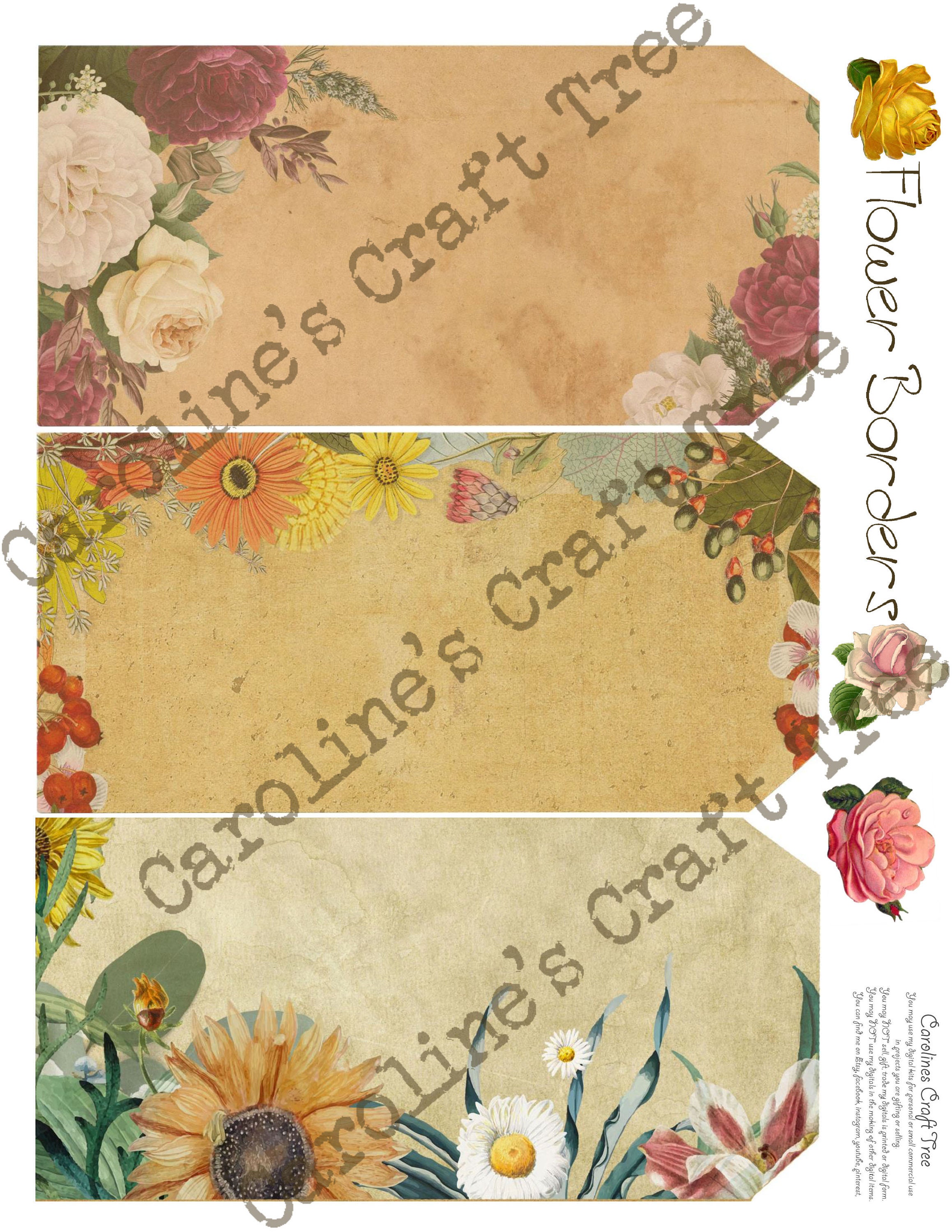 Flower Borders Digital Journaling Kit Set Instant Download - Etsy