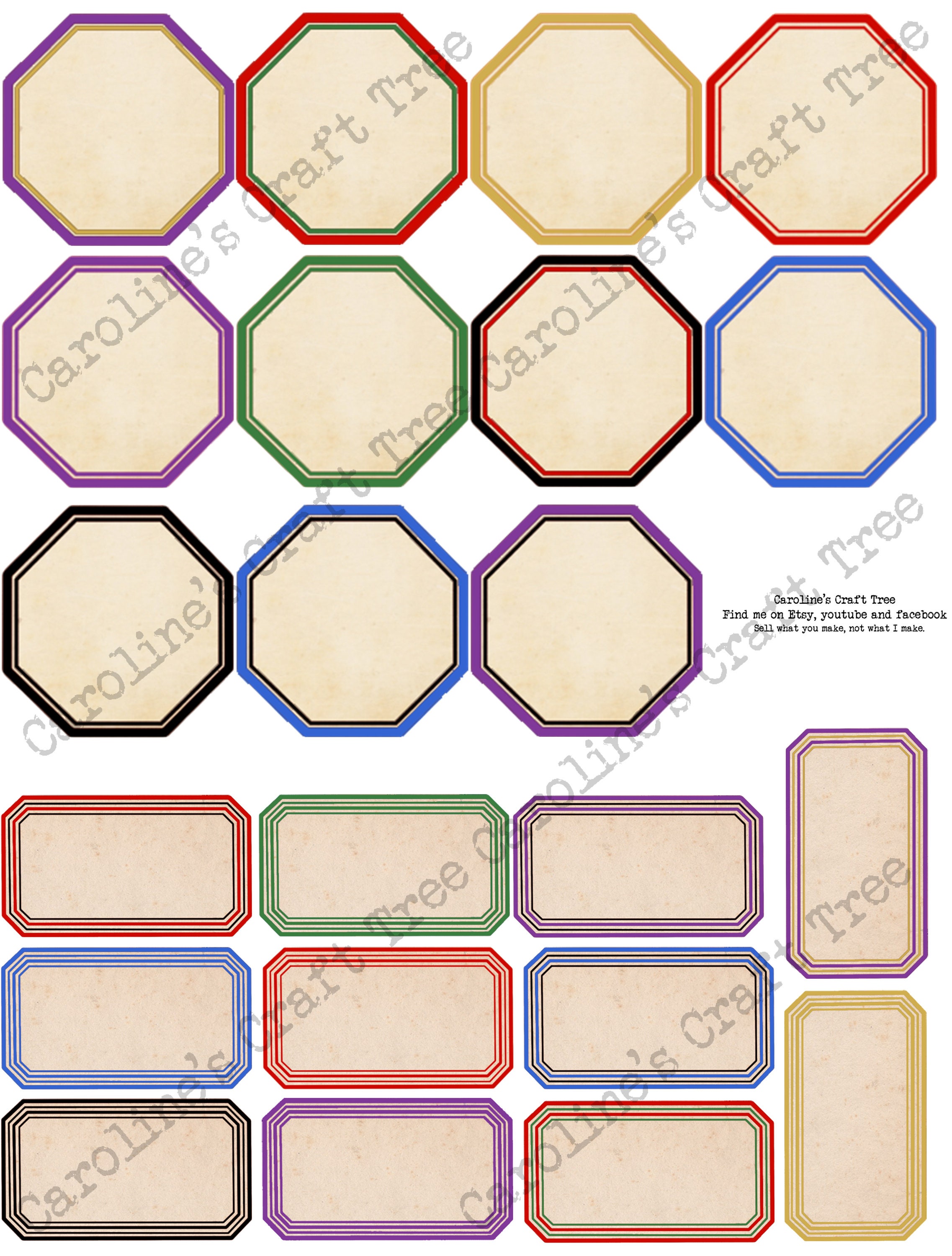 Labels Vintage Style Printable Instant Download Ephemera, Junk Journals ...