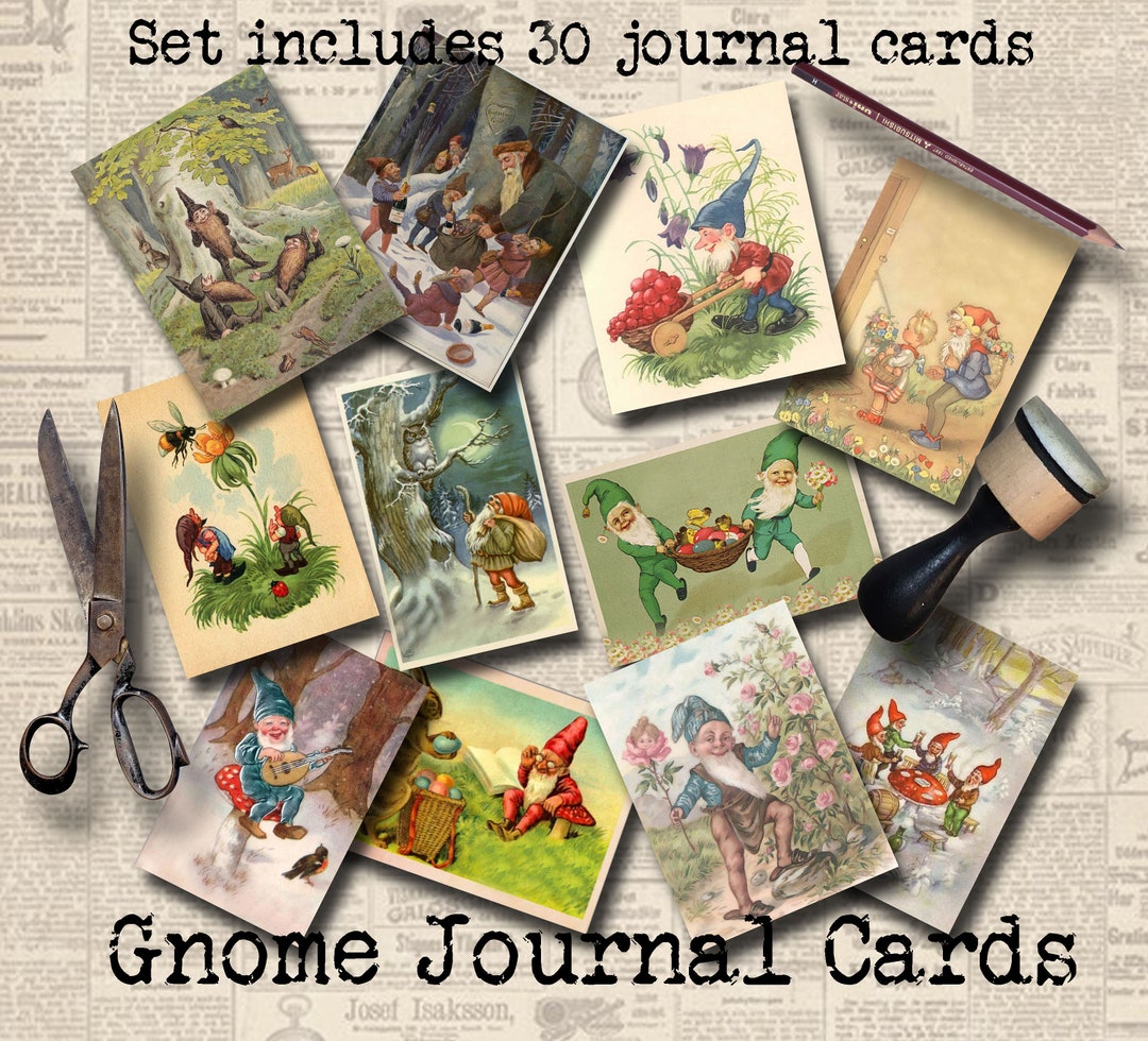 Gnome Journaling Cards, Journals, Instant Download, Ephemera, Junk ...
