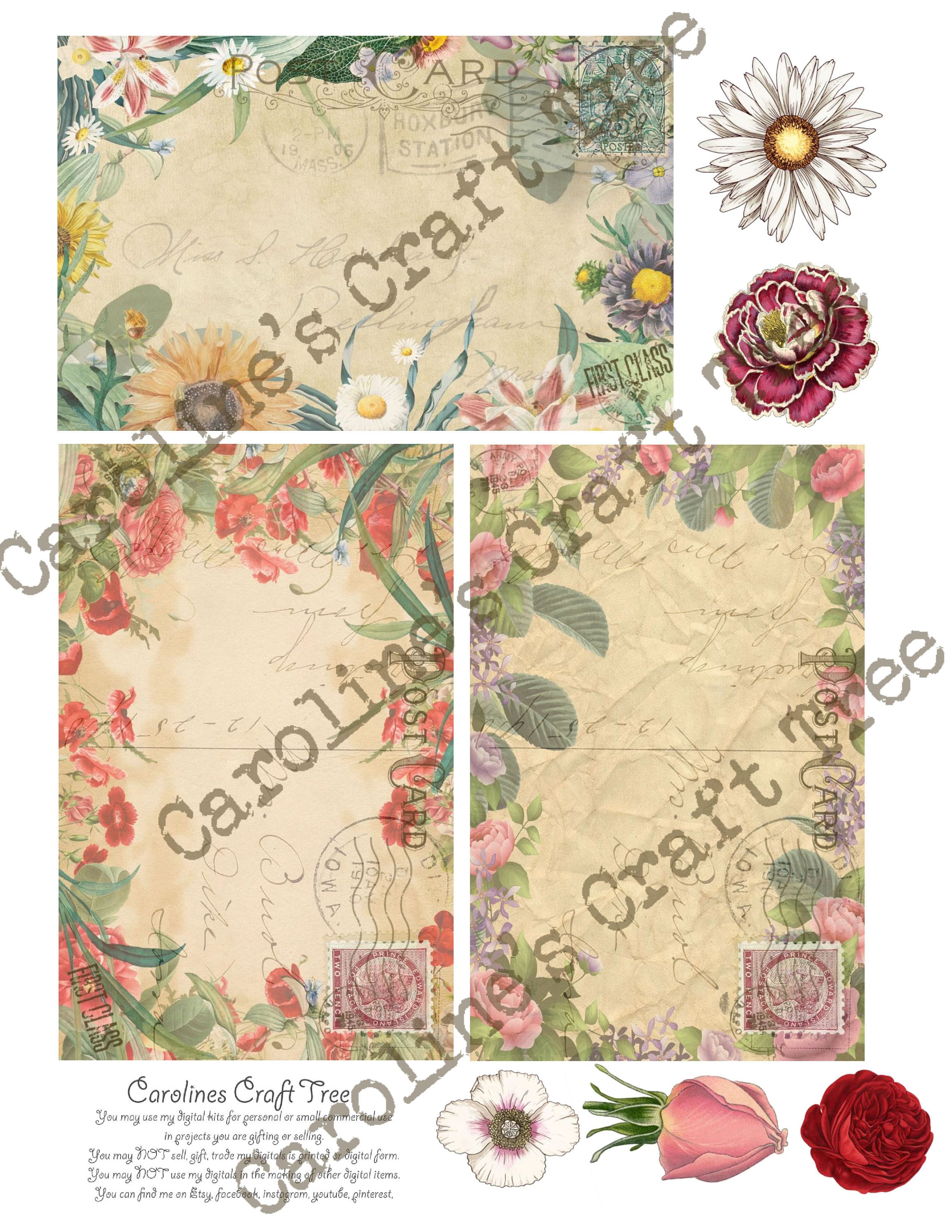 Flower Borders Digital Journaling Kit Set Instant Download - Etsy