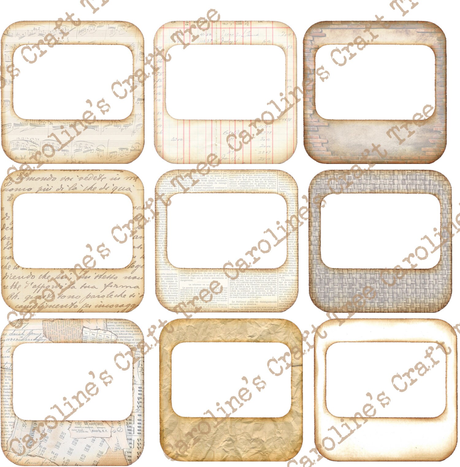 Vintage Photo Slide Embellishments, Journaling Set, Instant Download ...