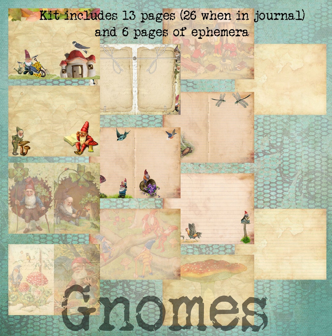 Gnome Digital Journaling Kit Set, Instant Download, Ephemera, Junk ...