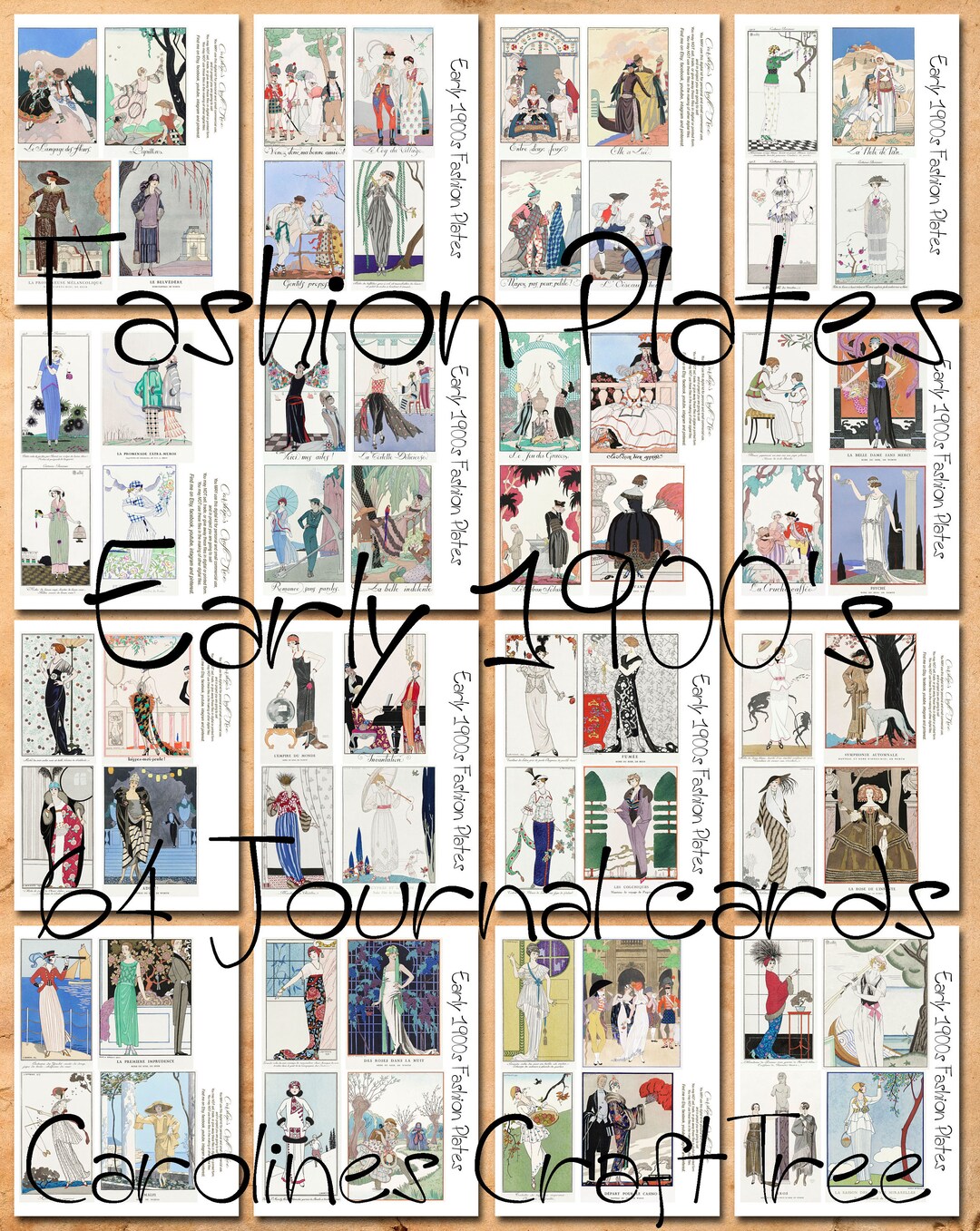 1900 Fashion Plate Digital Journal Cards Kit, Download Ephemera, Junk ...