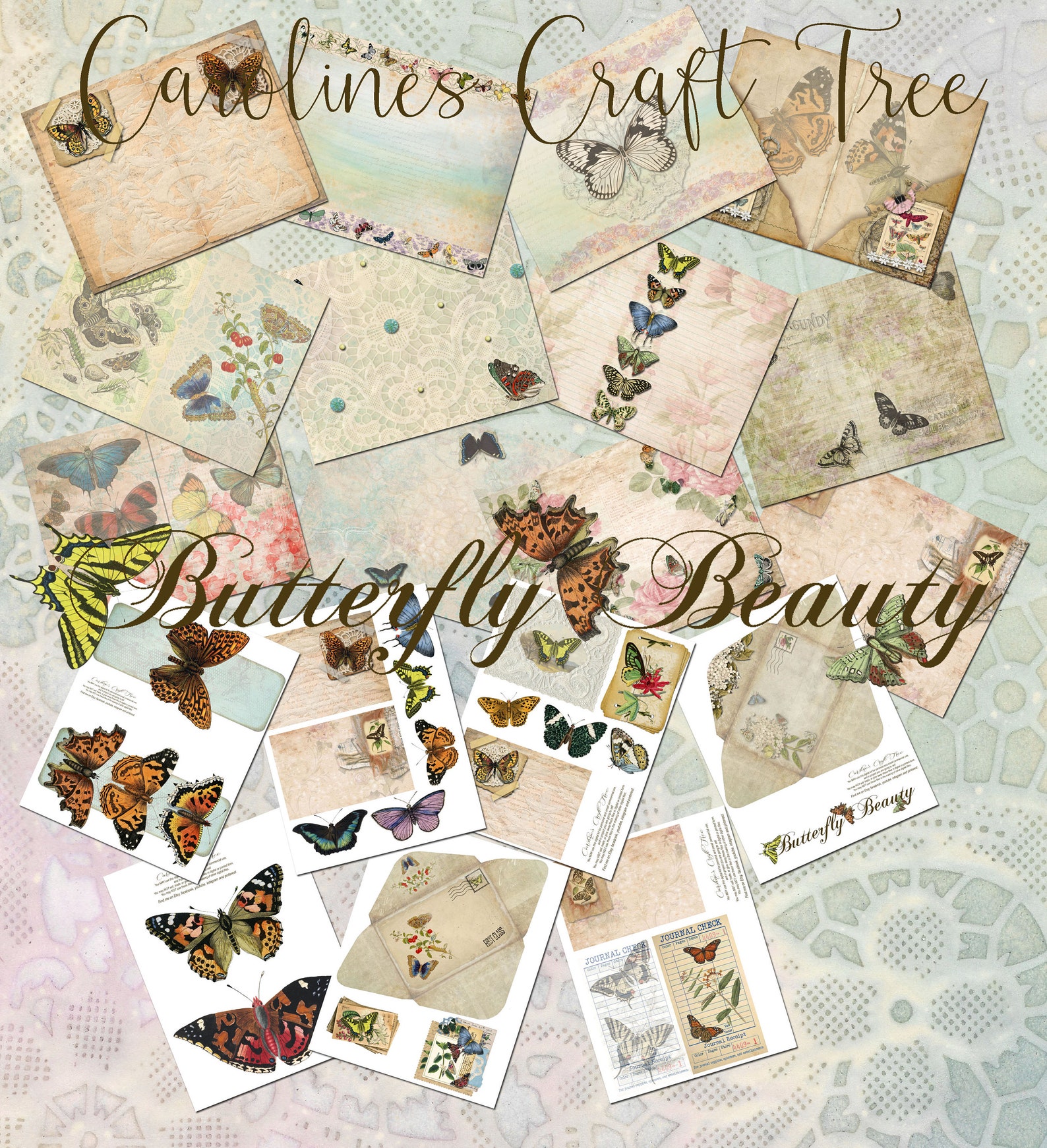 Butterfly Digital Kit Journaling Set, Instant Download, Ephemera, Junk ...