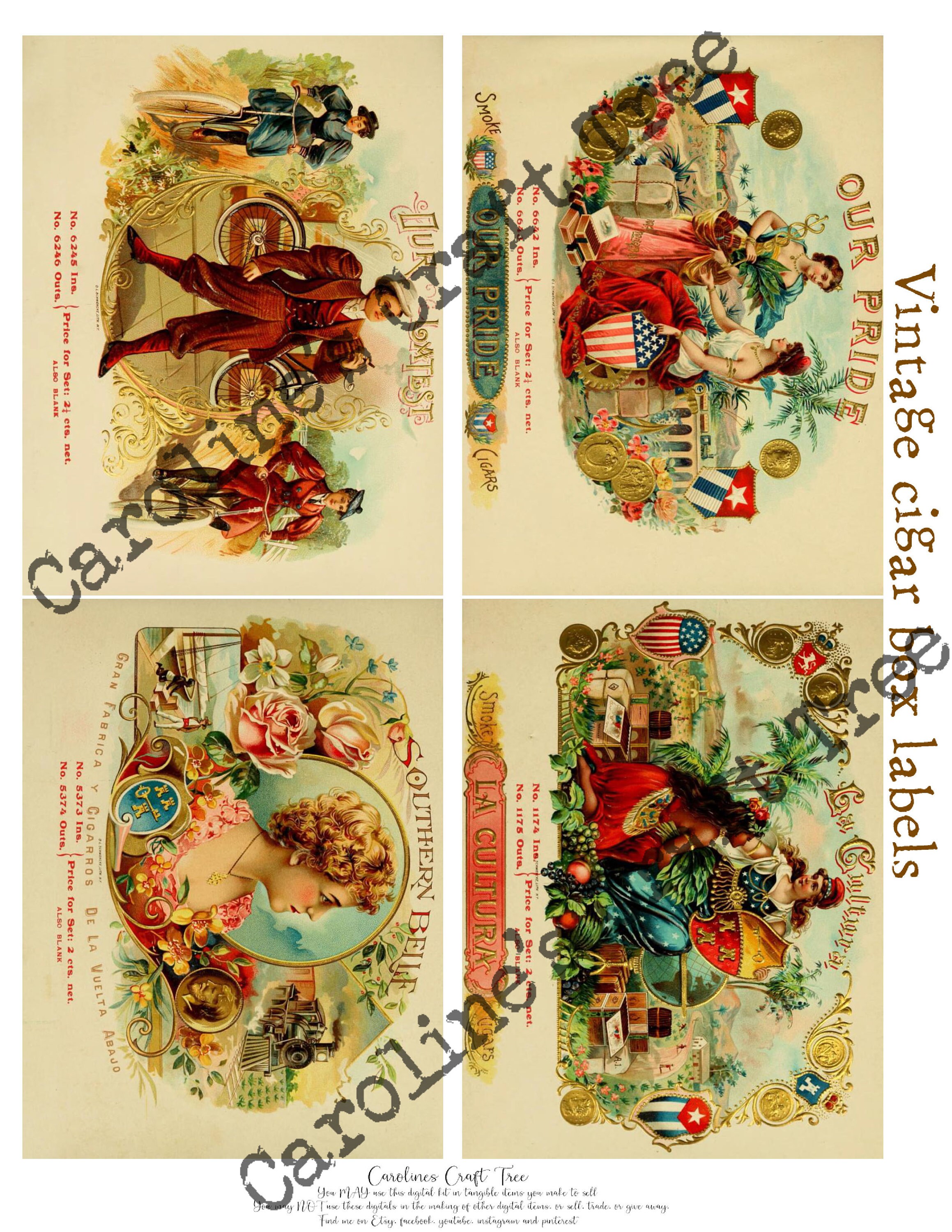 Cigar Box Labels Junk Journal Digital Kit Cards Journaling - Etsy