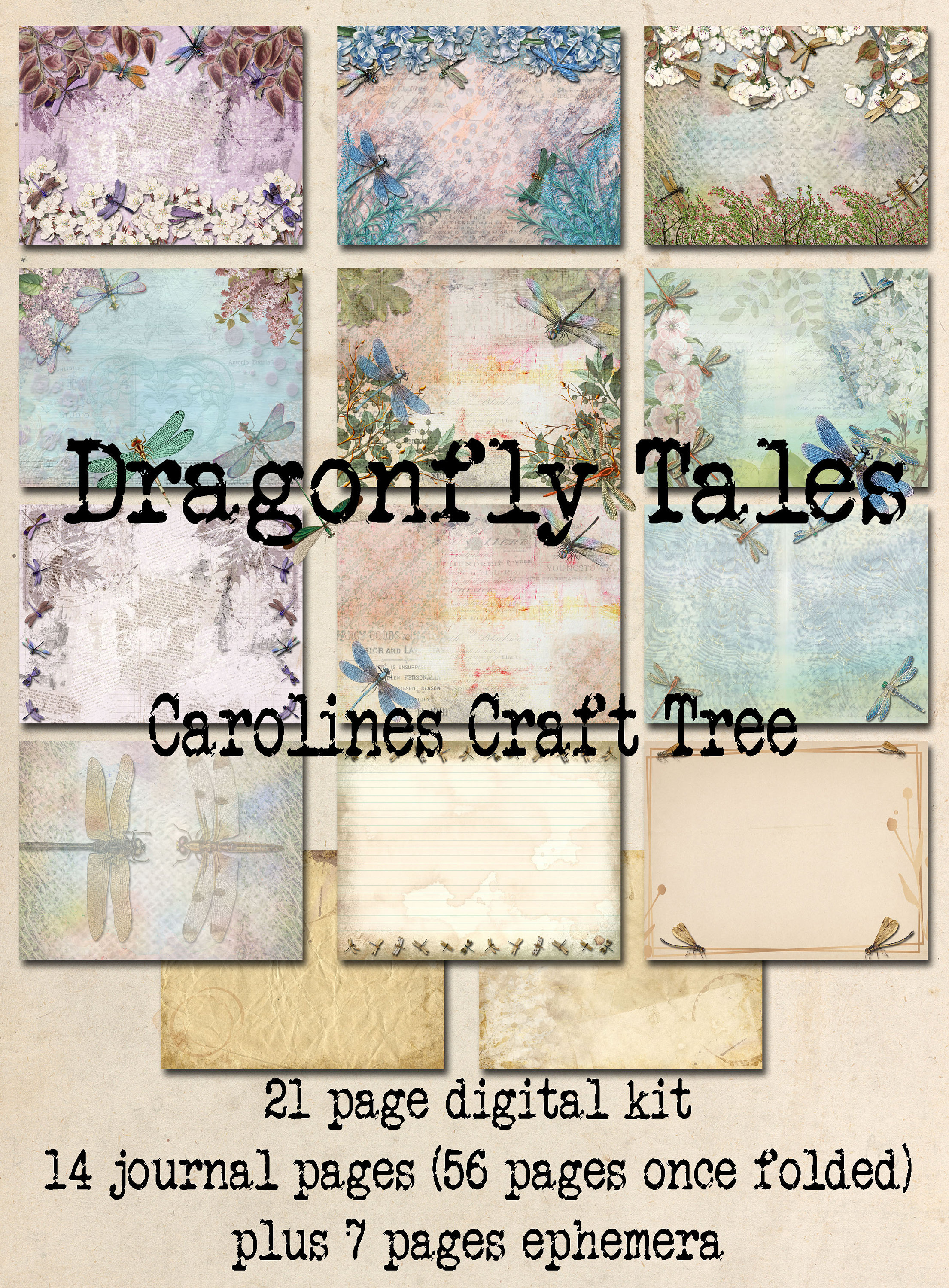 Paper & Party Supplies paper and ephemera printable junk journal kit 22 pages digital download ...