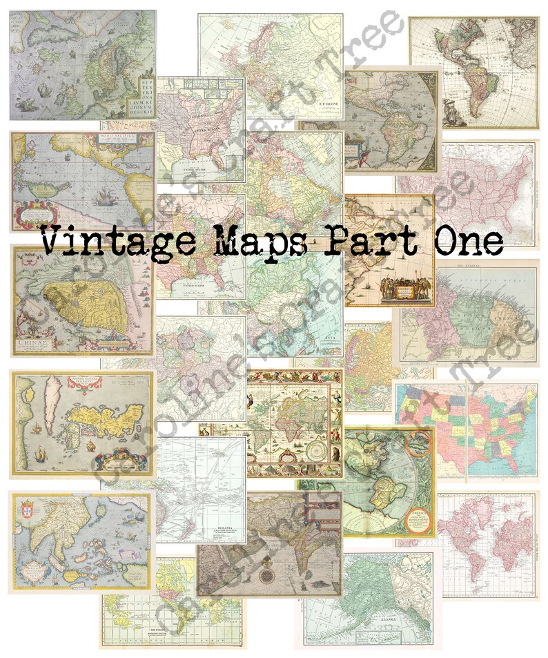 Junk Journal Digital Kit Vintage Maps Printable Pages for Your Junk ...