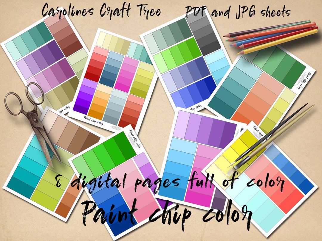 Paint Chip Collage Junk Journal Card Tags, Printable Instant Download ...