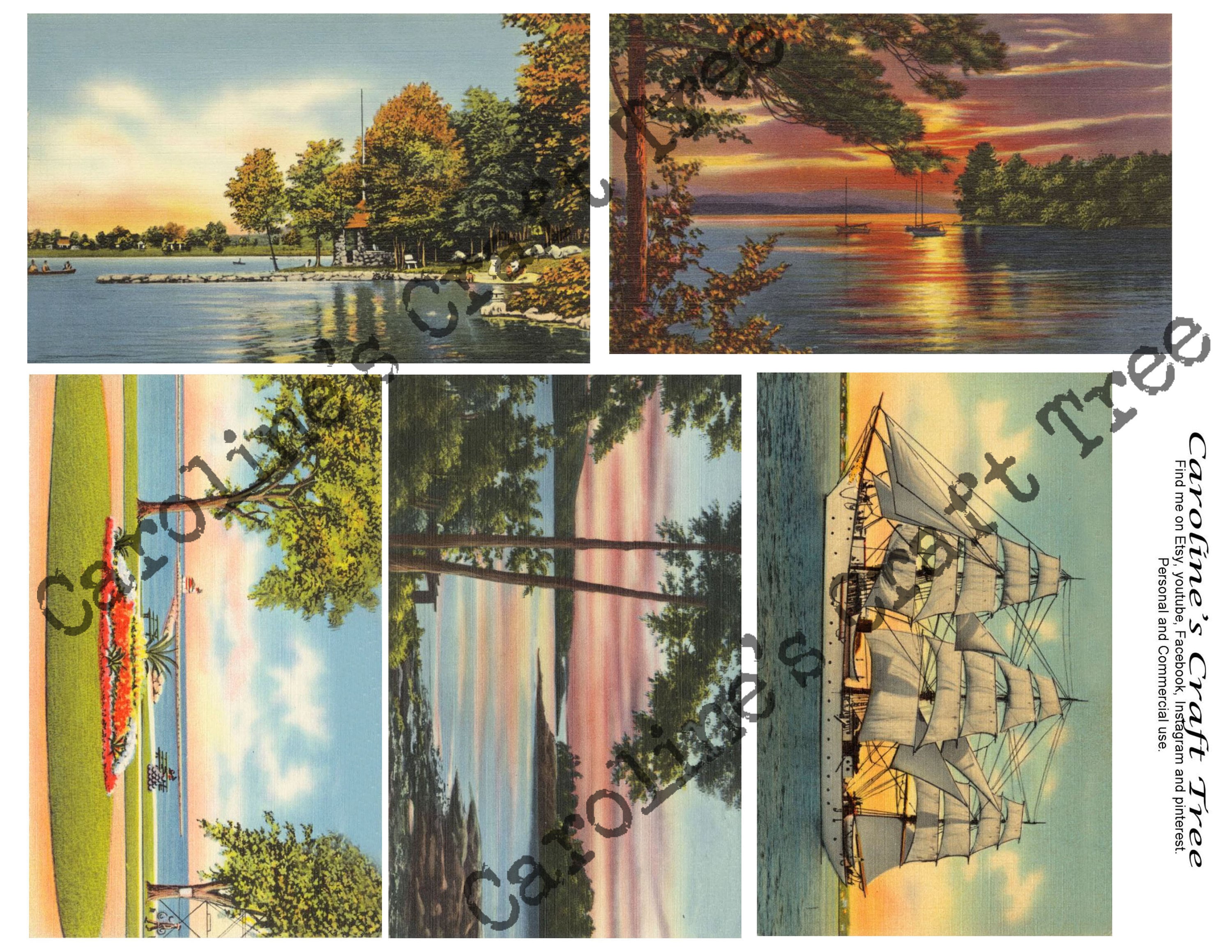 Sunset Theme Vintage Postcards Set Instant Download - Etsy