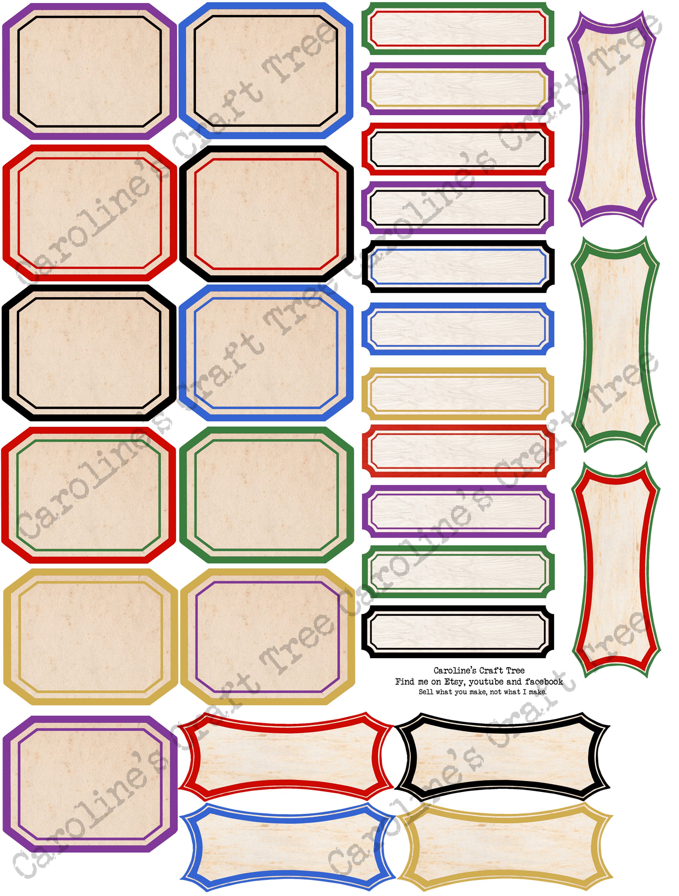 Labels Vintage Style Printable Instant Download Ephemera, Junk Journals ...
