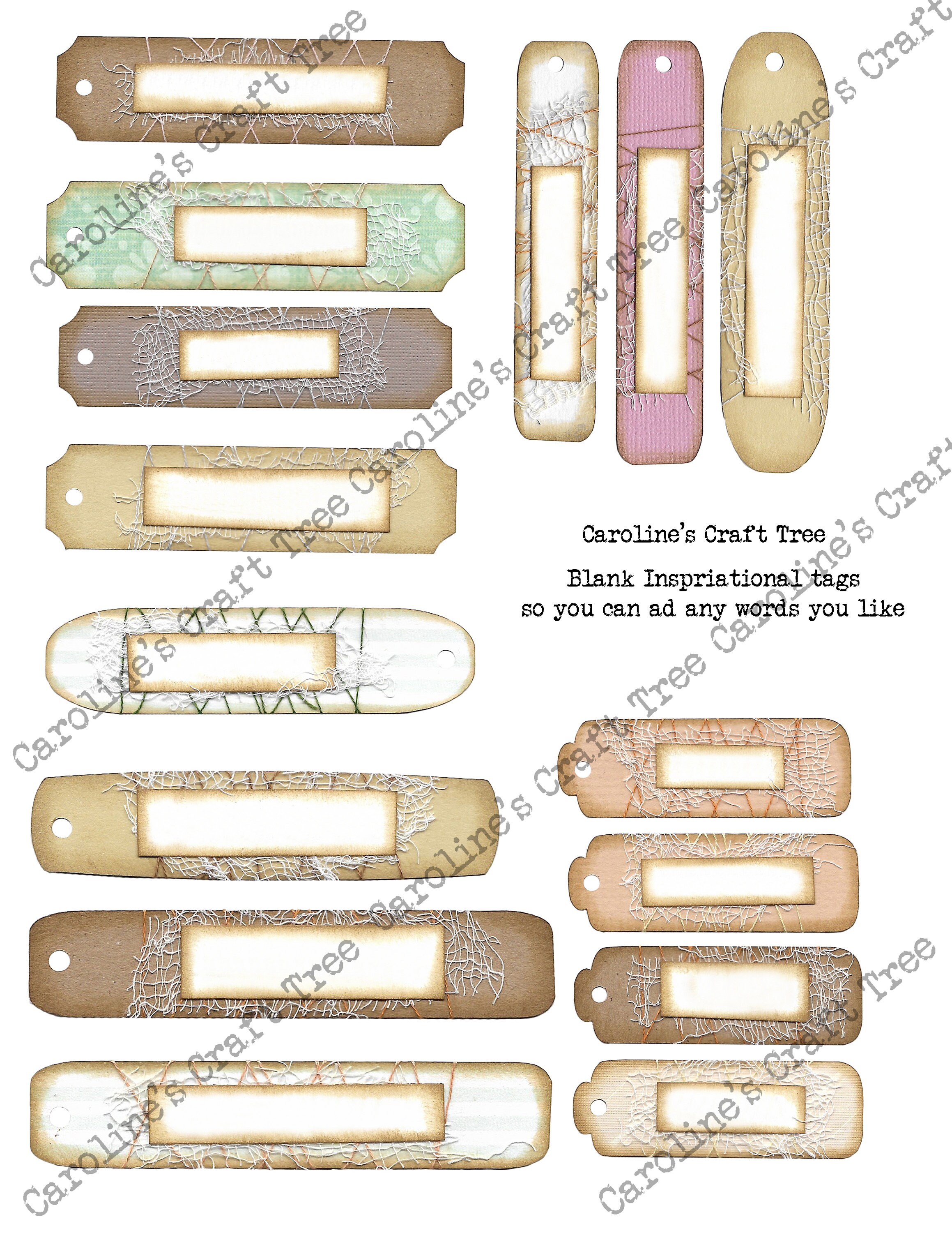 Inspirational Blank Tags Vintage Style Printable Instant - Etsy