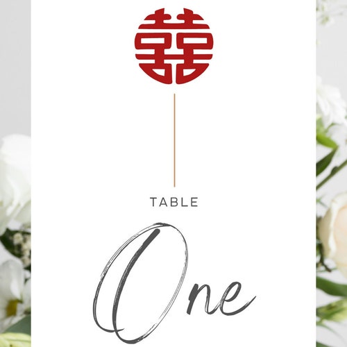 Minimal Asian Theme Wedding Table Number Cards Signs Double - Etsy