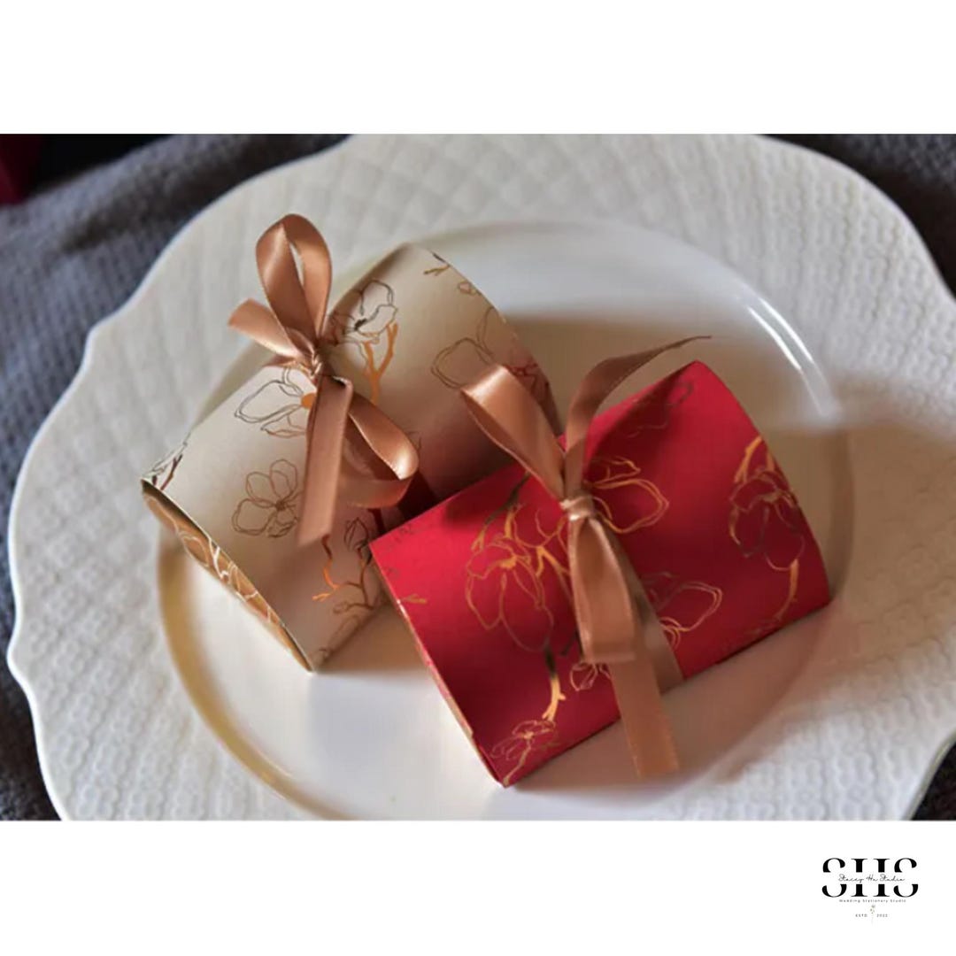 10 Floral Gold-foil Arch Party Favor Boxes With Ribbon - Etsy