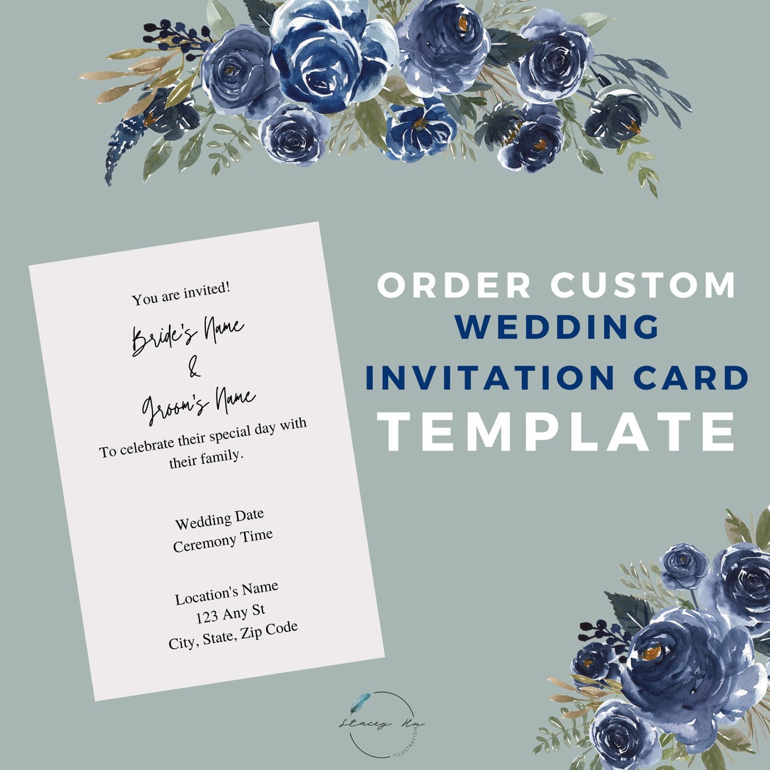 Custom Wedding Invitation Card Template | 4x6 or 5x7 | Instant Download ...