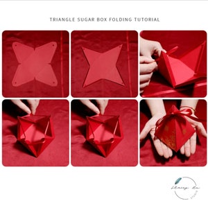 10 Set Red & Gold Foil Plum Flower Pyramid Boxes | Chocolate Boxes ...