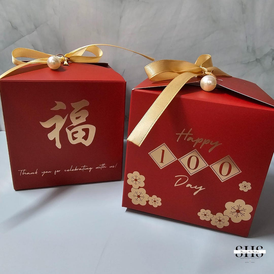 Red & Gold 100 Day Celebration Favor Boxes - Set of 10 - Etsy