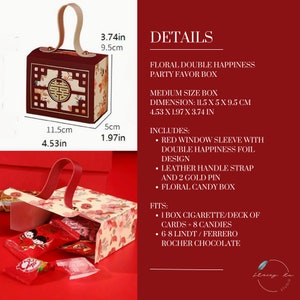 Floral Double Happiness Chinese Wedding Favor Boxes With Handles (set ...