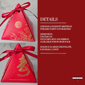 10 Piece Set Chinese Longevity Birthday Favor Boxes: Red & Gold Small ...