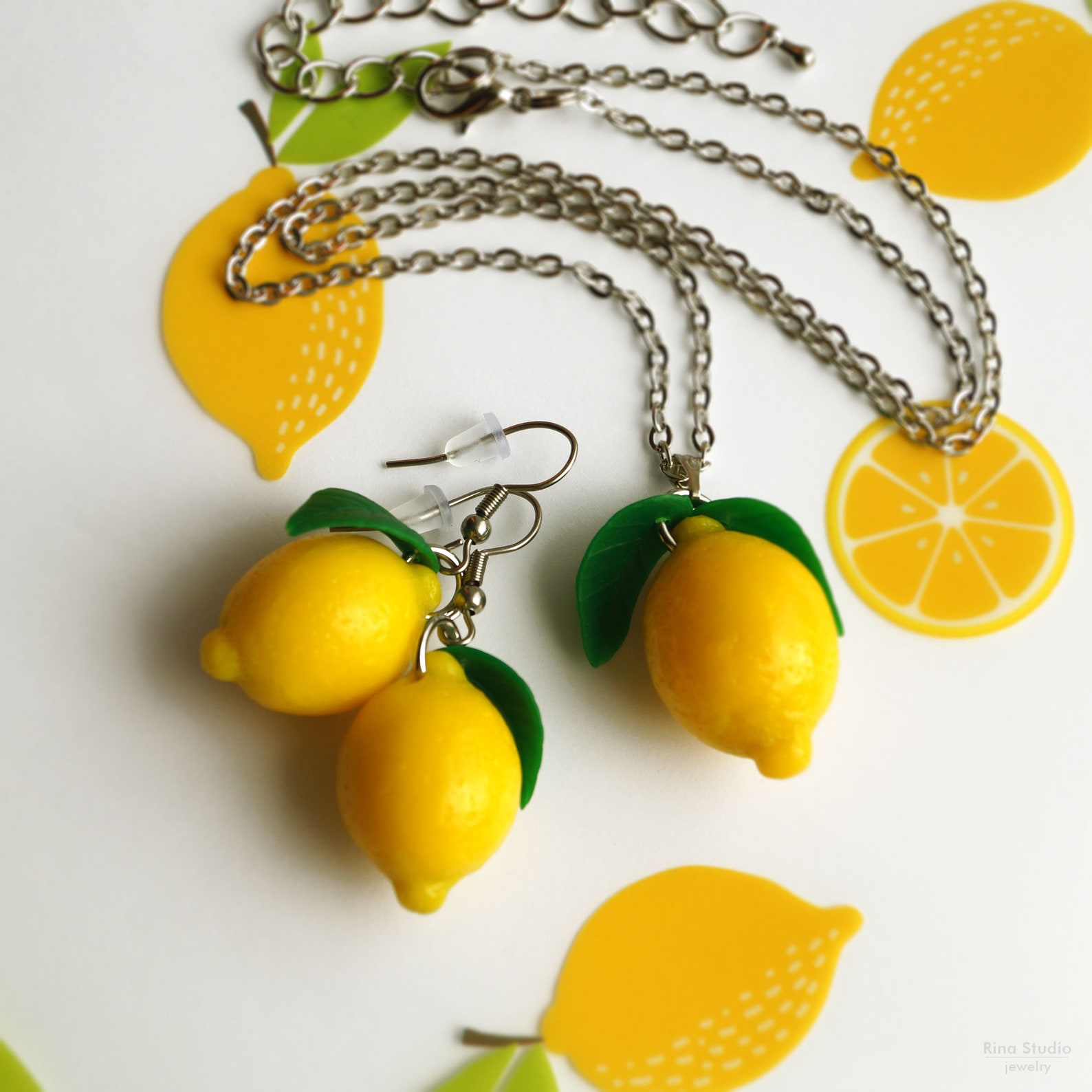 Lemon Necklace Realistic Tiny Lemon Pendant Vegan Jewelry - Etsy
