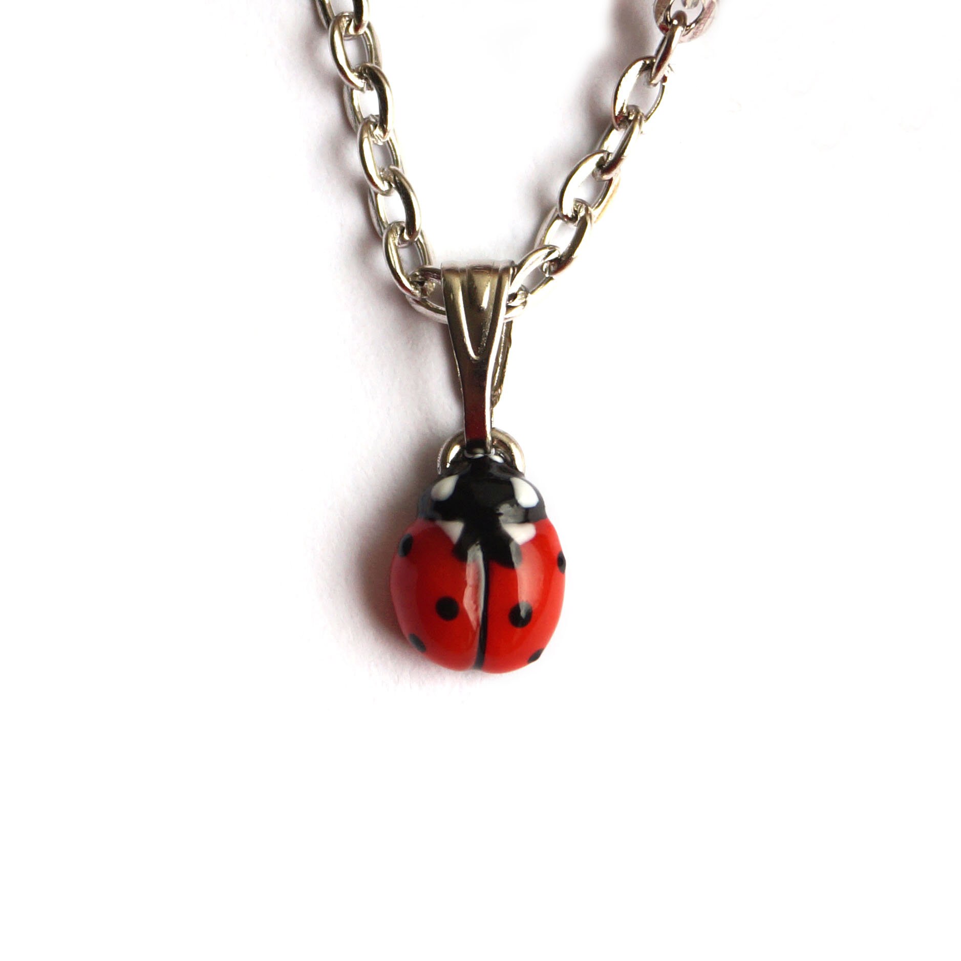 Ladybug Necklace Red Realistic Ladybird Tiny Pendant Petite - Etsy