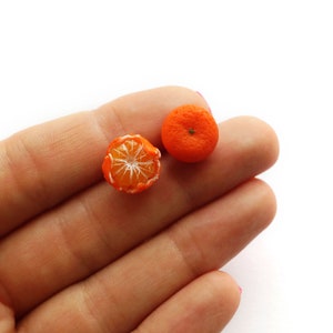 Mini Tangerine Stud Earrings Whole and Peeled Realistic Mandarin Orange ...