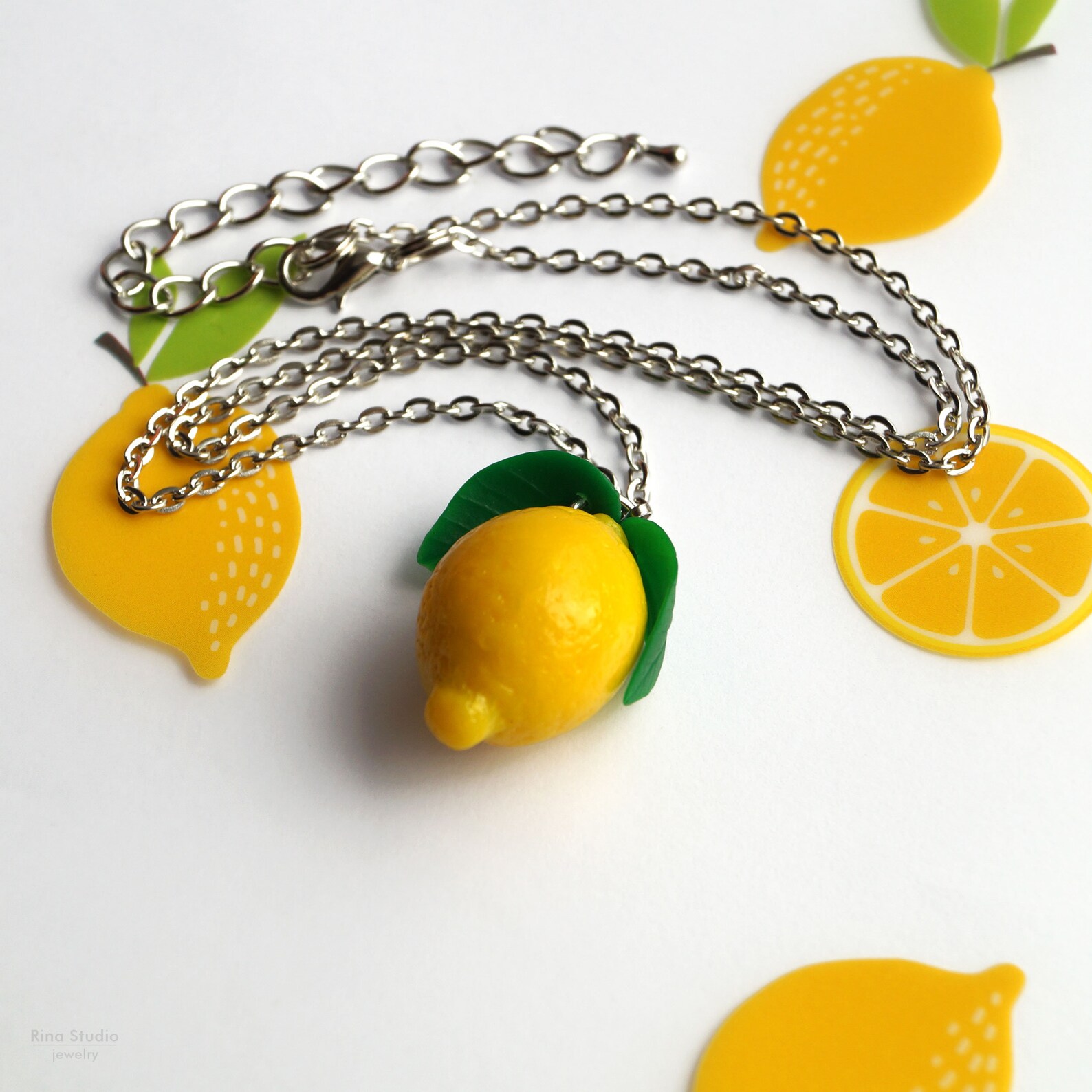 Lemon Necklace Realistic Tiny Lemon Pendant Vegan Jewelry - Etsy