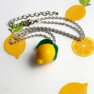 Lemon Necklace, Realistic Tiny Lemon Pendant, Vegan Jewelry Gift for ...