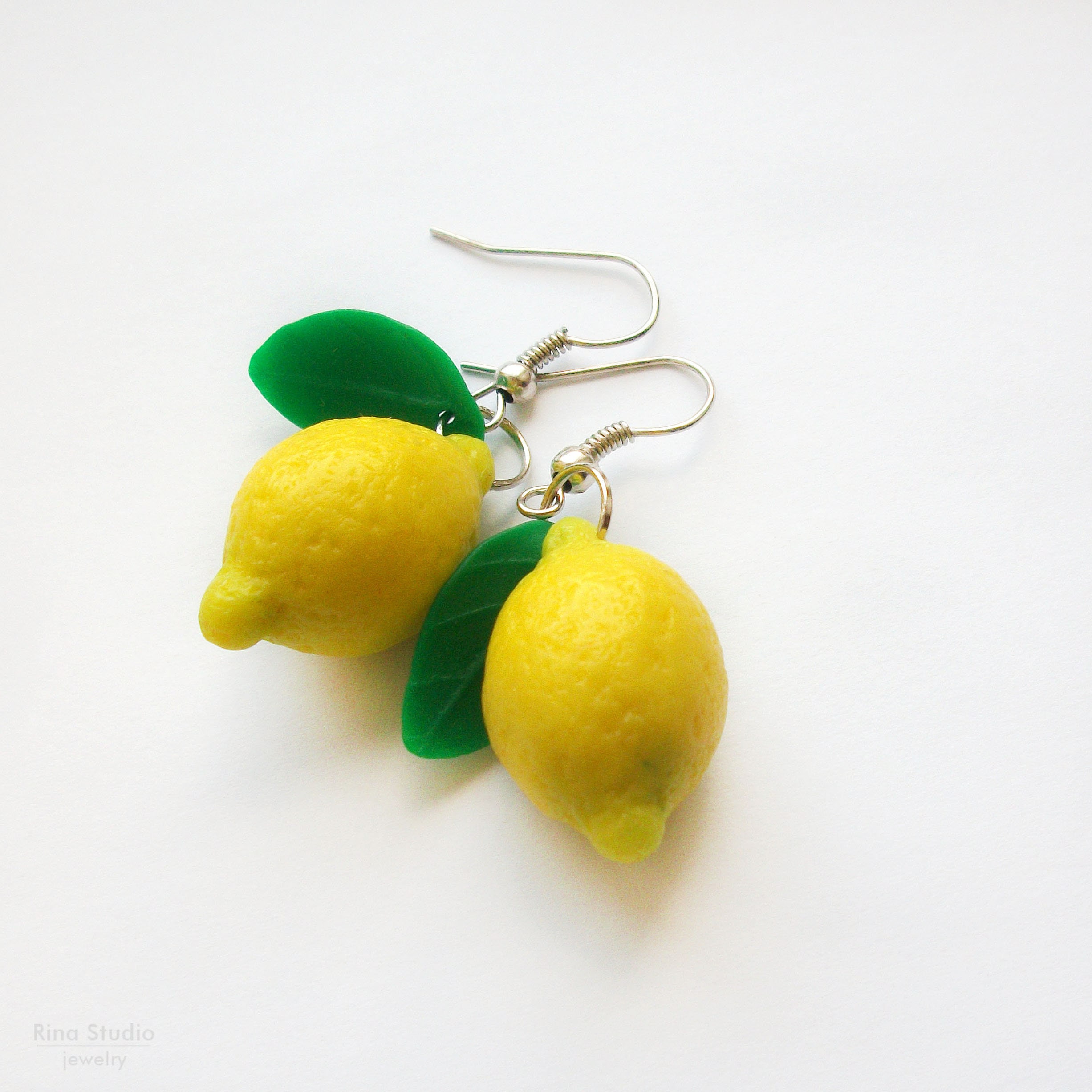 Lemon Earrings Fresh Fruit Jewelry Yellow Green Juicy Citrus | Etsy